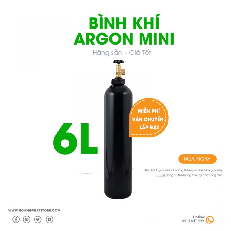 Bình khí Argon mini 6 Lít | Hoàng Phát Store - Hàng sẵn - Giá Tốt