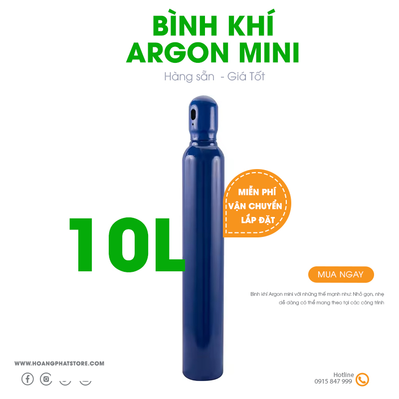 Bình Khí Argon mini 10 Lít - Hoàng Phát| Khí công nghiệp | Khí Y tế Khí ...